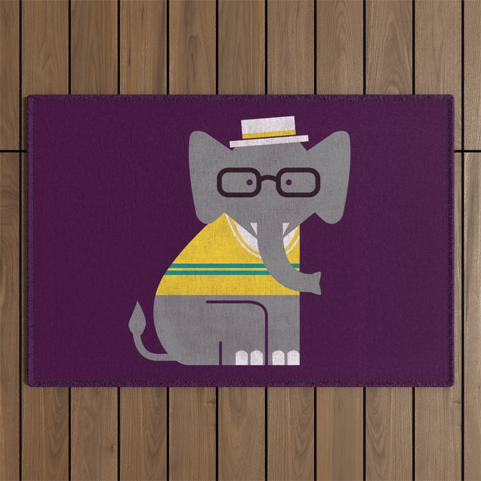 Rodney the preppy elephant Outdoor Rug by Picomodi | Society6