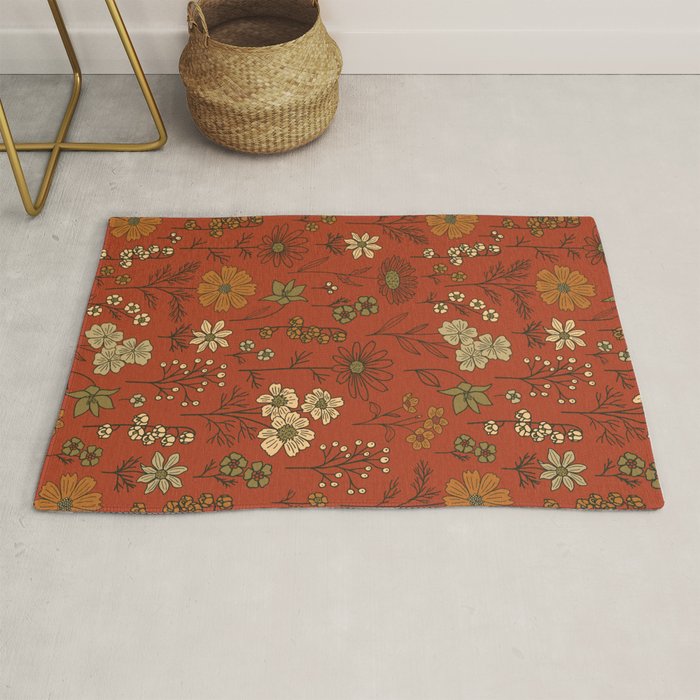 rust orange patterned rug