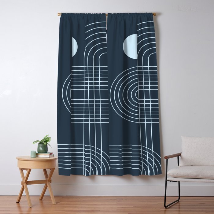 Geometric Lines in night Blue 4 (Sun and Rainbow Abstraction) Blackout ...