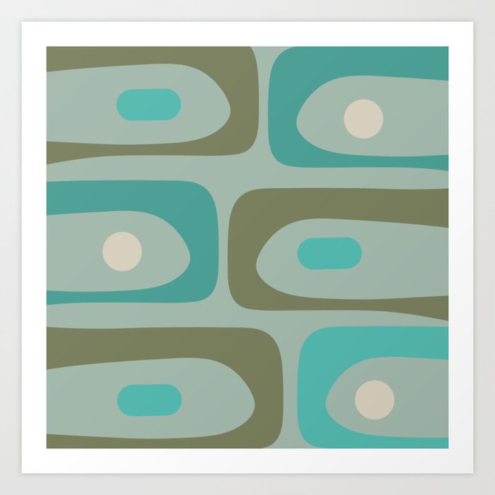 Piquet Mid Century Modern Abstract Pattern In Vintage Turquoise And
