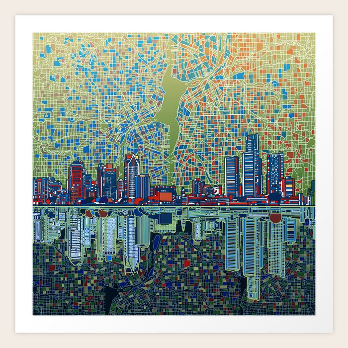detroit city skyline Art Print by Bekim ART | Society6
