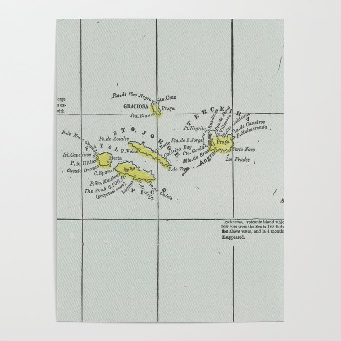 Vintage Azores Islands Map (1901) Poster by BravuraMedia | Society6