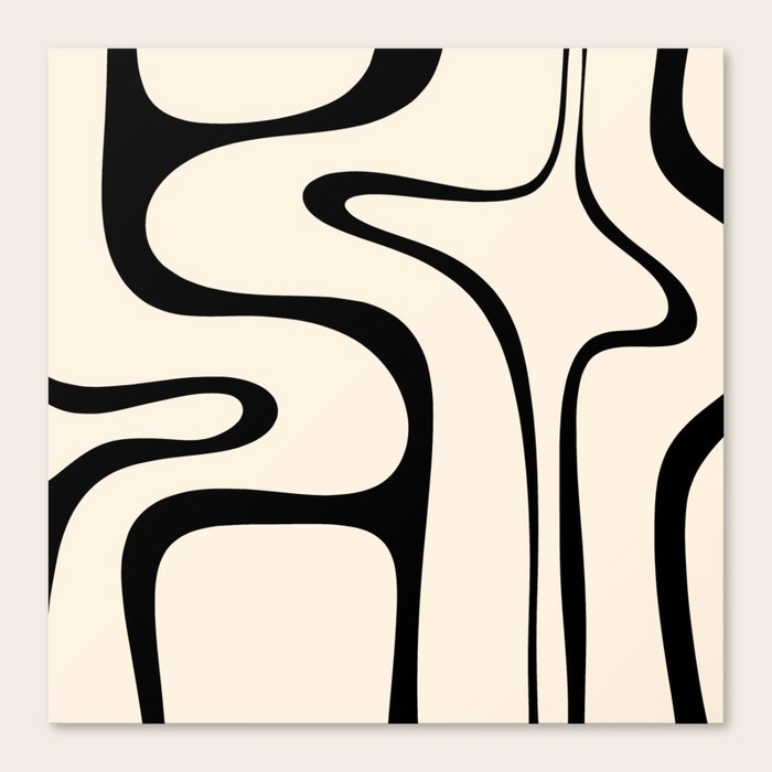 Copacetic Retro Abstract in Black and Almond Cream Canvas Print by ...