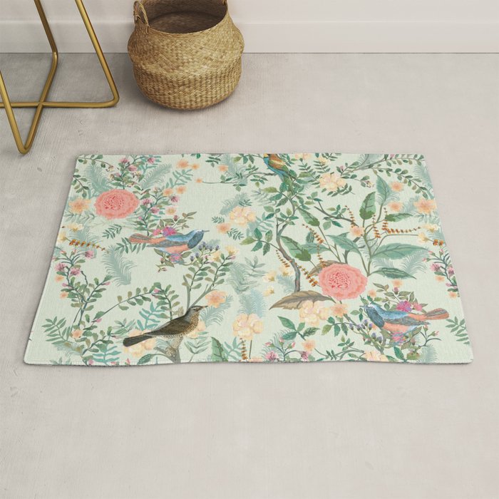 mint green patterned rug