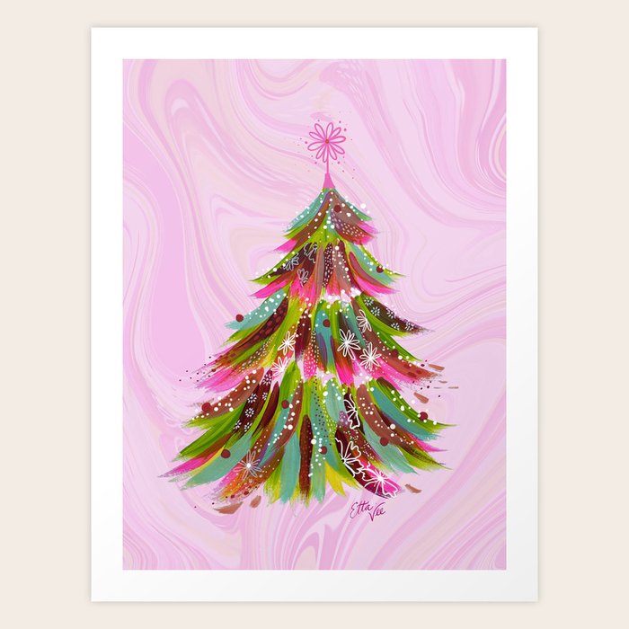 pink tree print