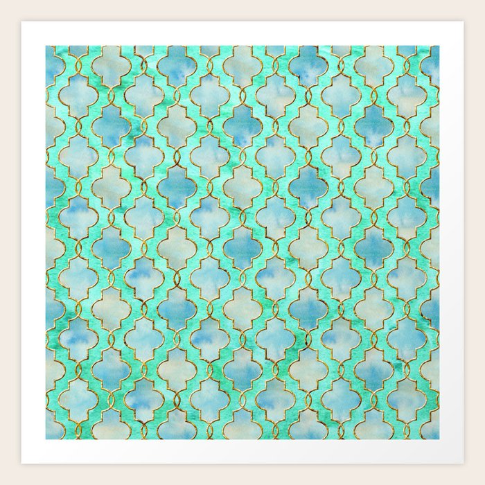 Teal Quatrefoil Pattern