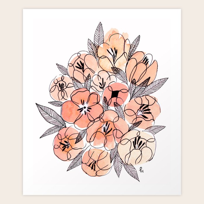 Watercolor And Ink Flowers