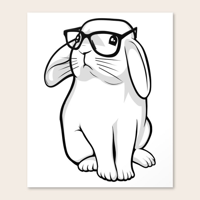 Cute Rabbit Bunny Nerd With Geek Glasses Canvas Print by Nikolay ...