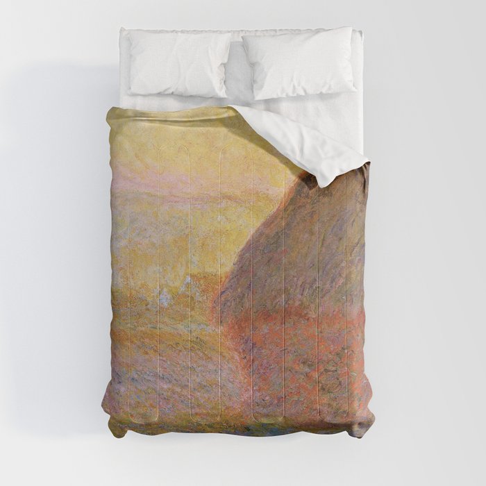 Haystacks, (Sunset) by Claude Monet Comforter by VintageArchive | Society6