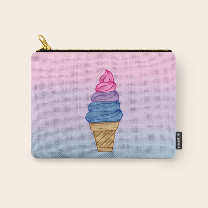 Lgbtqia Bisexual Pride Soft Serve Ice Cream Cone Carry All Pouch By