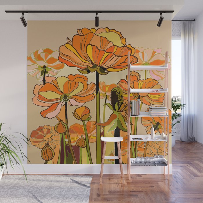 orange wall mural