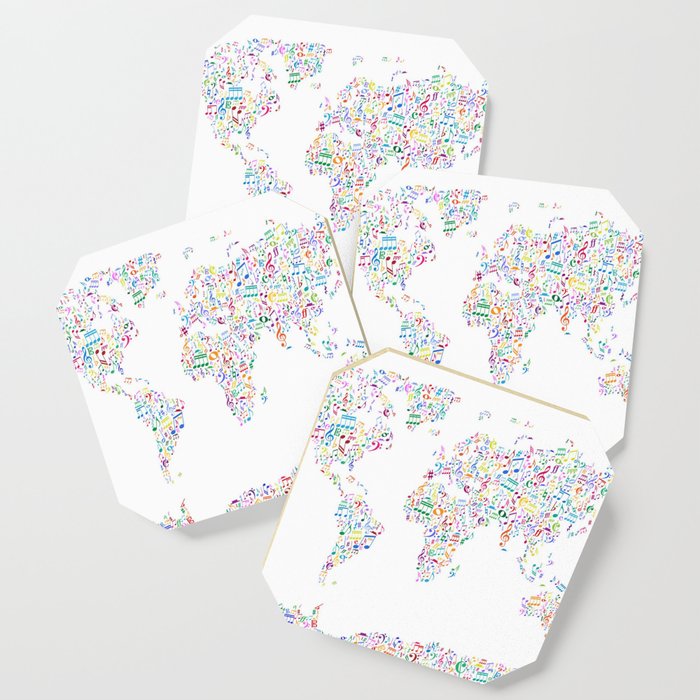 Music Notes Map of the World Coaster by artPause - Michael Tompsett ...