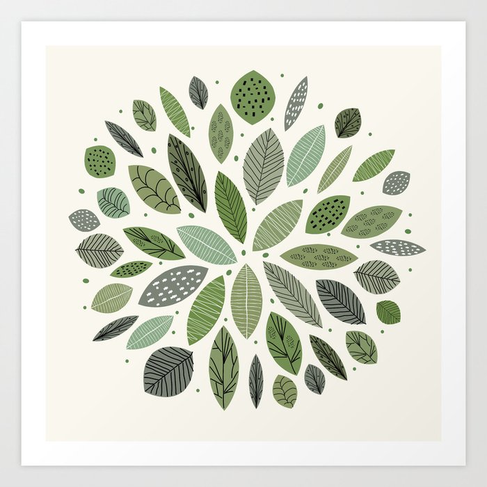 green leaf print
