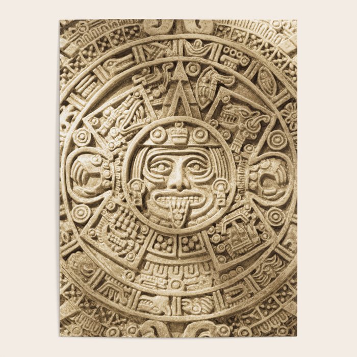 AZTEC CALENDAR MEXICO ART Poster by Ultrabit Designs | Society6