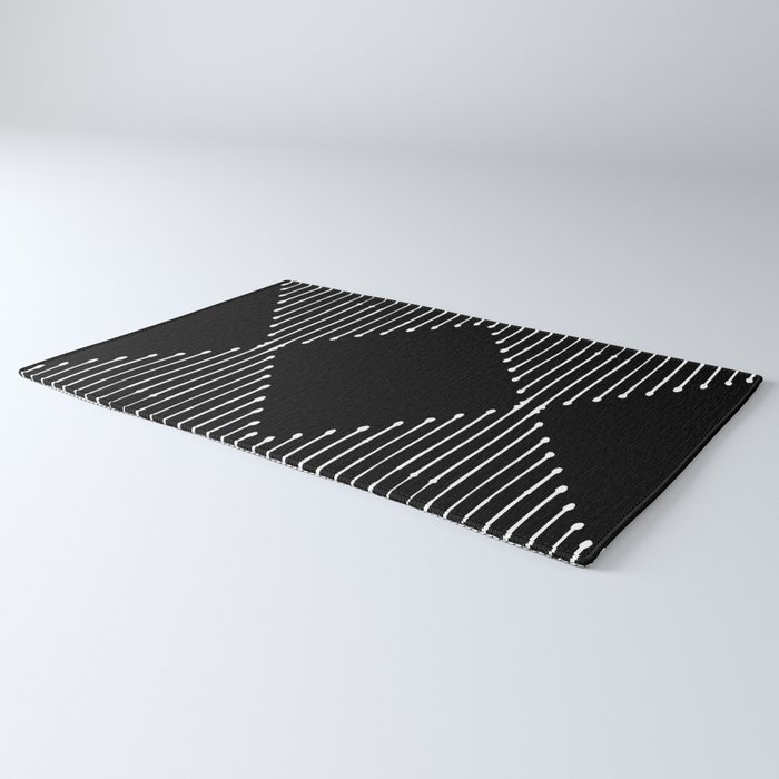 trippy black and white rug