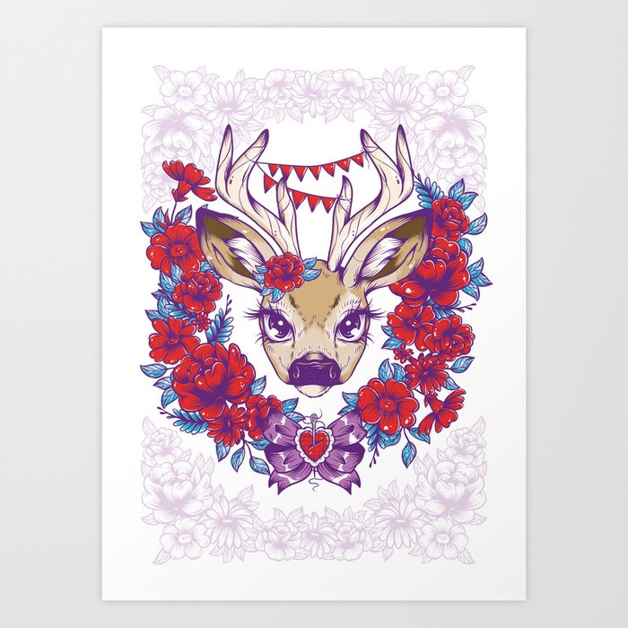 Traditional Deer Head Tattoo