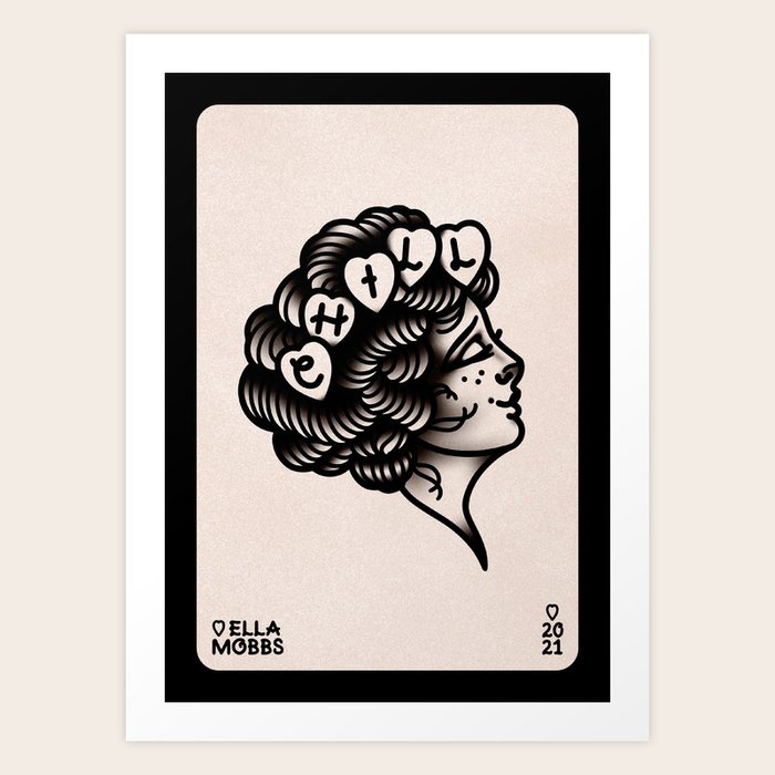 Girl Face Tattoo Flash