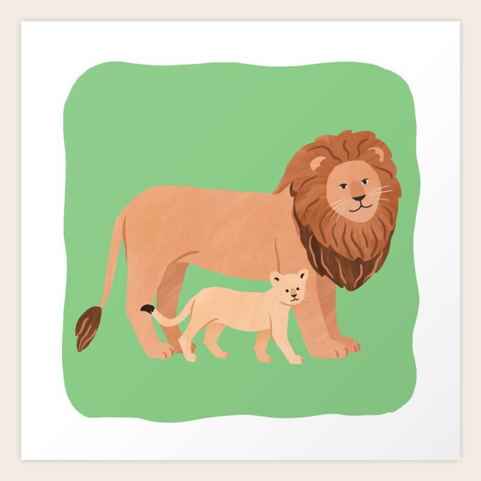 Baby Lion With Father