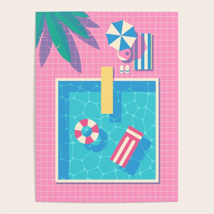 Retro 80s Swimming Pool Poster by neotokyo | Society6