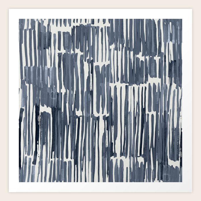 Simply Bamboo Brushstroke Indigo Blue on Lunar Gray Art Print by Simple ...
