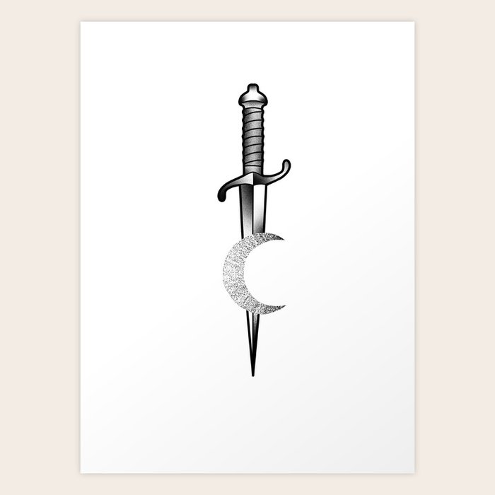 Crescent moon sword Art Print by Matt C Tattoo | Society6