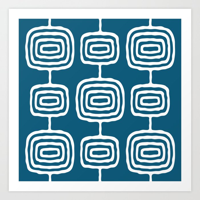 Mid Century Modern Atomic Rings Pattern 771 Peacock Blue Art Print by ...