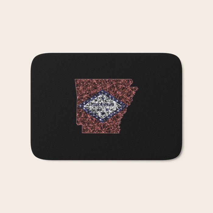 Map of Arkansas, Polygonal mesh line map, flag map Bath Mat by ...