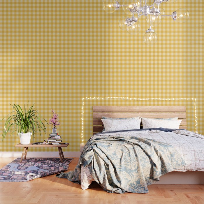 gingham wallpaper yellow