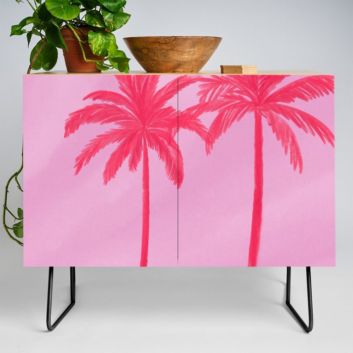 palm tree pattern credenza