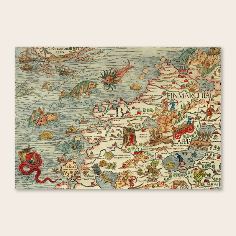 Medieval map of Scandinavia, medieval map, medieval wall map ...