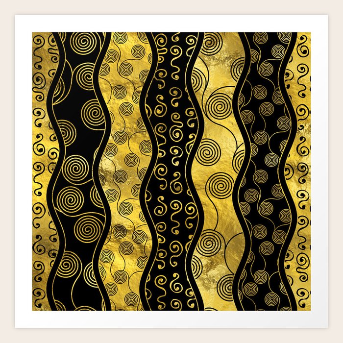Luxury Black and Gold African Pattern Art Print by Creativemotions ...