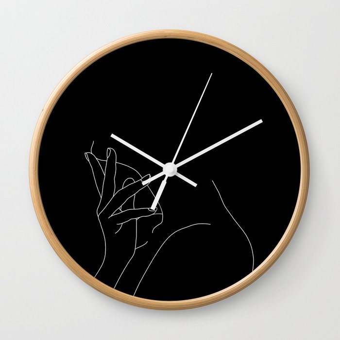 Hand on neck line drawing - Josie Black Wall Clock by The Colour Study ...