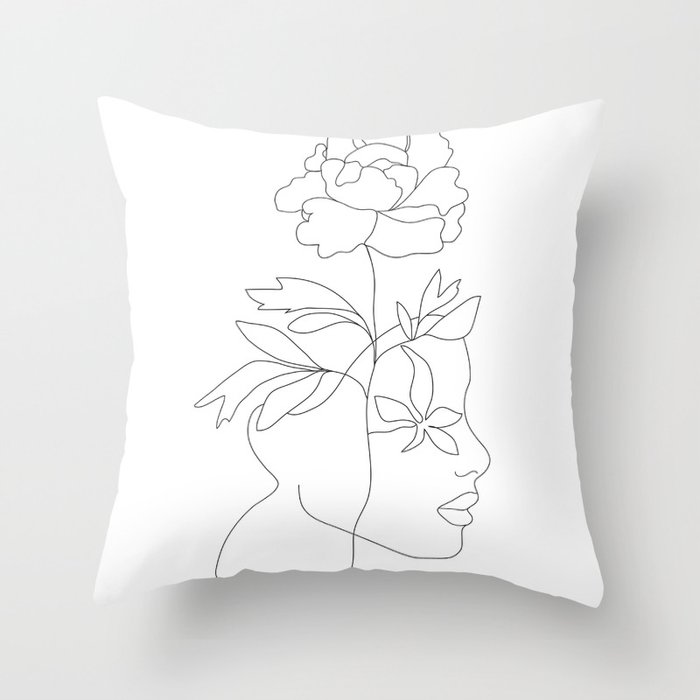Minimal Line Art Woman Face Iii Throw Pillow By Nadja Society6