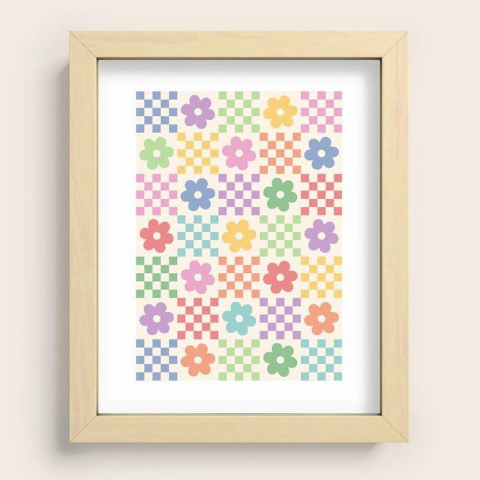 Colorful Flowers Double Checker Art Print by thespacehouse | Society6