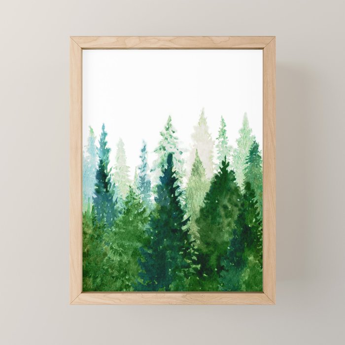 Pine Trees 2 Framed Mini Art Print by Nadja | Society6