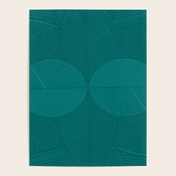 Minimal Tropical Leaves Green Teal Poster by ANUTU STUDIO DESIGN | Society6