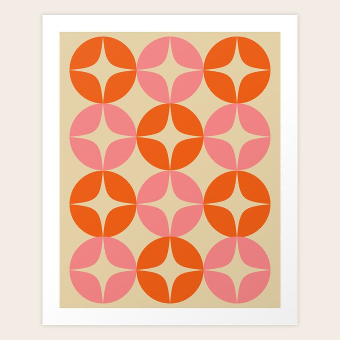 Mid Century Modern Pattern in Pink and Orange Art Print by apricot ...