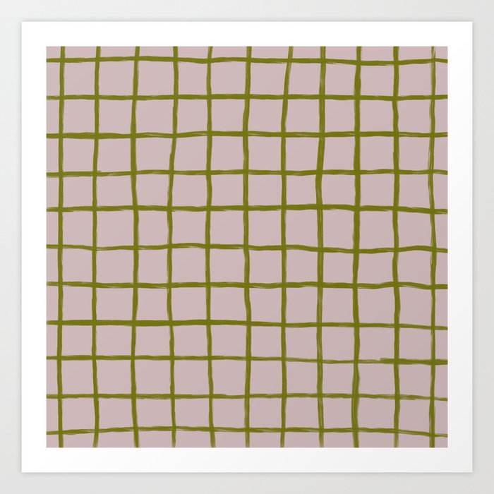 Chequered Grid - neutral tan and olive green Art Print by cadinera ...