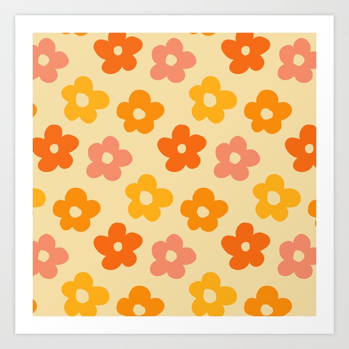70s orange flower pattern