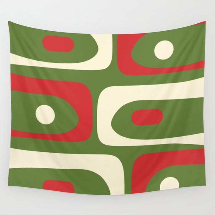 Piquet Mid Century Modern Minimalist Abstract In Retro Christmas Green