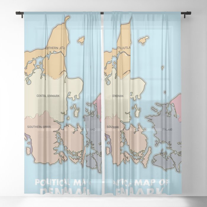 Political map of Denmark Sheer Curtain by Nicks Emporium | Society6