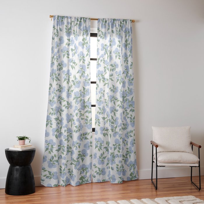 Hydrangea blue flowers, botanicals, blue and white floral Window ...