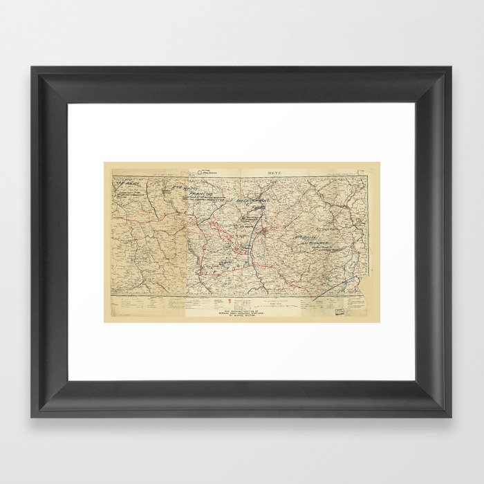 World War I German Army Positions Map (circa 1918) Framed Art Print by ...