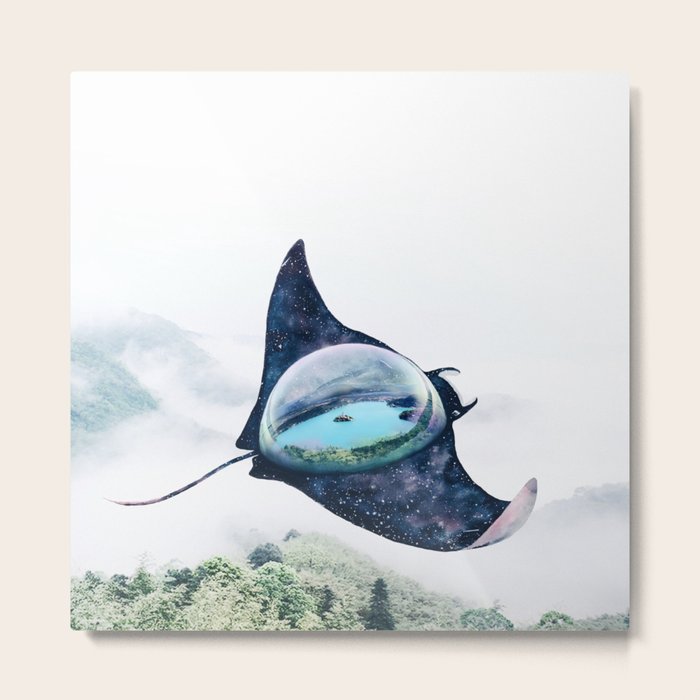 Space Manta Ray Metal Print by Luisa Azevedo | Society6