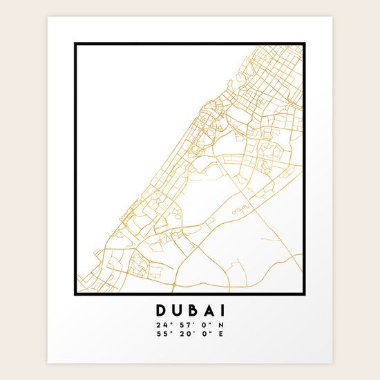 DUBAI UNITED ARAB EMIRATES CITY STREET MAP ART Art Print by deificus ...