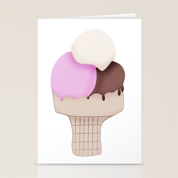 Neapolitan Ice Cream Cone Stationery Cards By Vlhamlindesign Society6