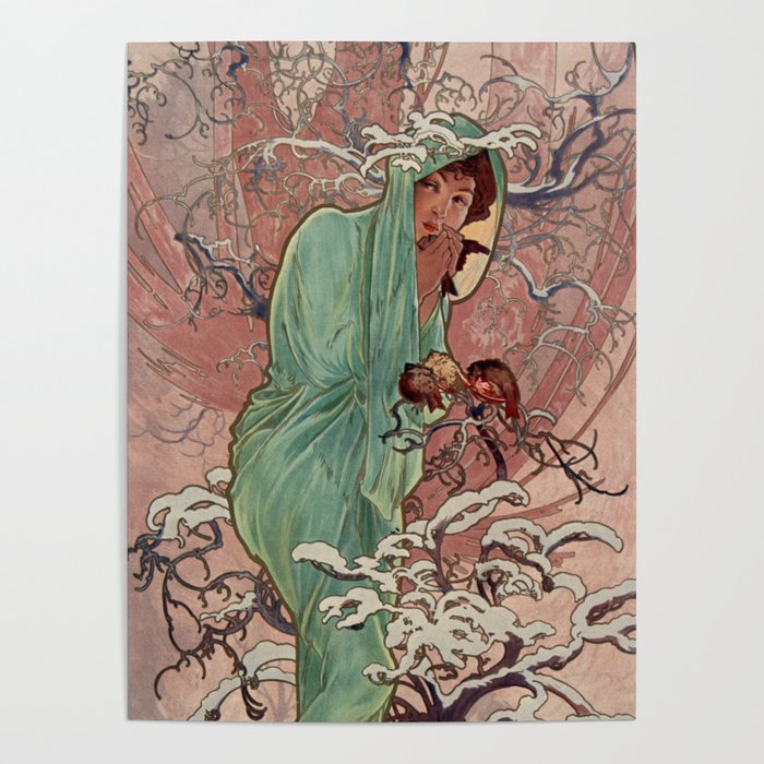 WINTER by Alphonse Mucha Poster by SC Art | Society6