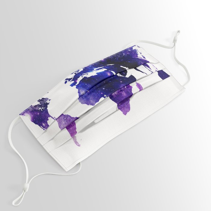 World Map Purple Blue Galaxy Face Mask by 2sweet4words Designs | Society6