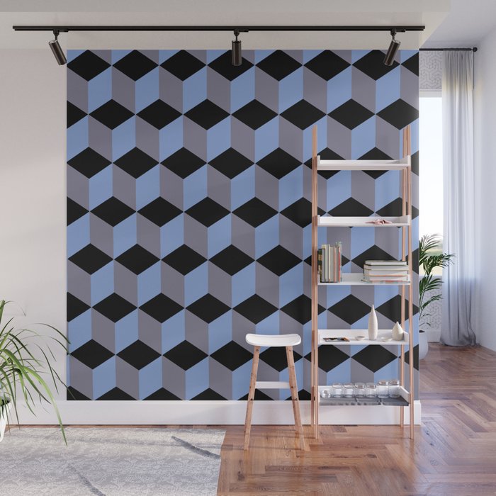 Diamond Repeating Pattern In Black Blue and Heather Wall Mural by ...