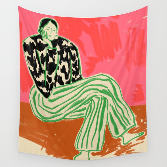CALM WOMAN PORTRAIT Wall Tapestry by Sandra Poliakov | Society6